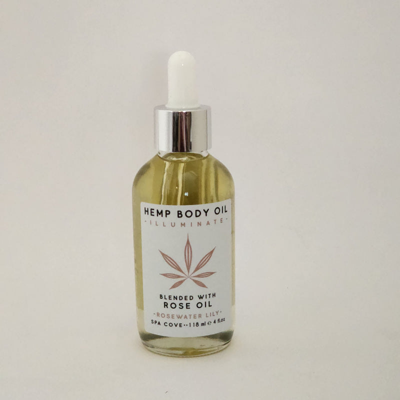 Spa Cove Illuminate Hemp Body Oil Blended with Rosewater Lily Oil 4 fl ...